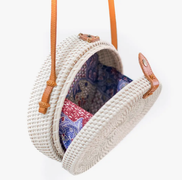 Round Ata Rattan Bag (White) - Bali Bag Straw Boho Beach Bag – Gypsy ...
