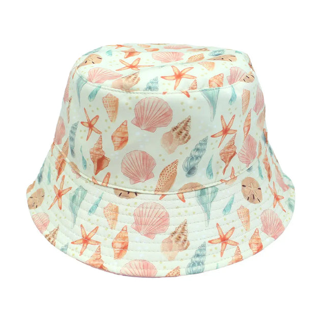 Sandy Seashells Pink Reversible Beach Baby Bucket Hat – Gypsy Life Surf ...