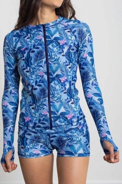 Full Zip Rashie - Midnight Lagoon – Gypsy Life Surf Shop